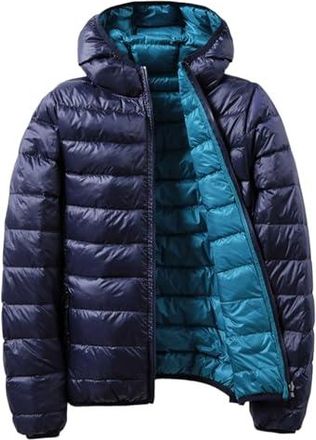 Generic Doudoune courte r&eacute;versible pour femme, manteau dhiver matelass&eacute; l&eacute;ger en duvet pour femme, bleu marine, 4XL