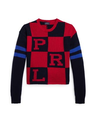 Ralph Lauren LOGO CROPPED BOXY FIT WOOL SWEATER