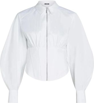 Karl Lagerfeld Femme, Blouses et Chemises, Blanc, Taille: 38 FR Corset Poplin Shirt