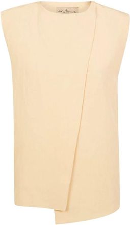 Cortana Femme, Tops, Beige, Taille: 38 FR Haut cache-coeur en lin et soie