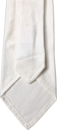 Dolce & Gabbana White Solid Silk Blend Adjustable Men Tied Necktie Tie Cotton Viscose