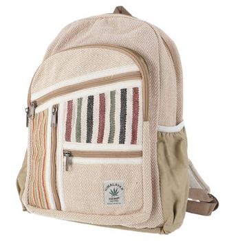 Guru Shop Sac à dos Ethno Chanvre - Naturel/beige/rayé, Mixte Adulte, Beige, Lechanvre, Size:One Size, 40x30x20 cm, Sacs à dos et Sacs de Sport