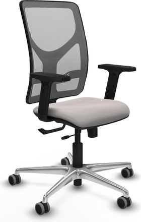 Piqueras y Crespo B&uuml;rostuhl mit 2D-Armlehnen, h&ouml;henverstellbare Lendenwirbelst&uuml;tze, ausgestattet mit Syncro/Traslack und Schneideschaum, Grau/Wei&szlig;