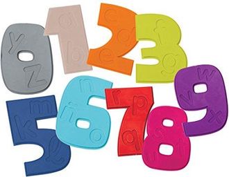 MSV Duschmatte Badematte Badewanneneinlage Anti Rutsch Pads Zahlen - 10 St&uuml;ck - antibakteriell rutschfest mit Saugn&auml;pfen - ca. 8 x 12,5 cm