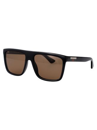 Gucci GG0748S Injected Rectangle Sunglasses - Black