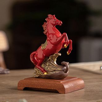 Generic Keramik-Pferdestatue, chinesische Feng-Shui-Figur des roten Pferdes f&uuml;r das Feuer-Pferd im Jahr 2026, Tierkreiszeichen-Skulptur als Tischdekoration mi