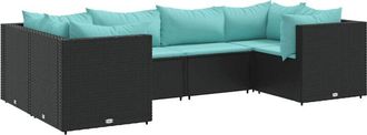 vidaXL 6-tlg. Garten-Lounge-Set mit Kissen Schwarz Poly Rattan Vidaxl