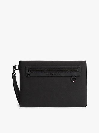 Tommy Hilfiger Pochette &agrave; logo en m&eacute;tal ton sur ton