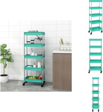 vidaXL K&uuml;chenwagen 5 Etagen T&uuml;rkis 42x29x128 cm Eisen und abs - K&uuml;chenwagen - Servierwagen - Rollcontainer - Organisationshilfe - K&uuml;chenger&auml;te