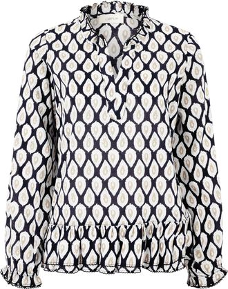 Cartoon Damen Casual-Bluse mit Raffung 34, Blau/Beige