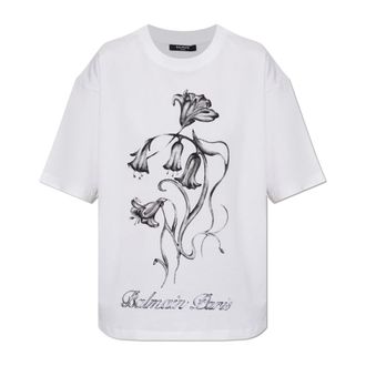 Balmain Femme, Tops, Blanc, Taille: 36 FR T-shirt Imprim&eacute; Fleur