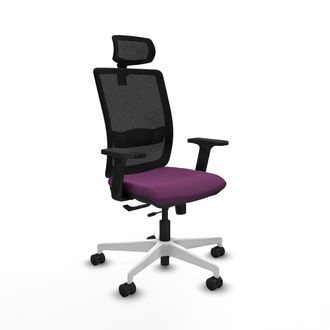 Piqueras y Crespo Haches ergonomischer Arbeitsstuhl mit 2D-Armen, h&ouml;henverstellbare Lendenwirbelst&uuml;tze und h&ouml;henverstellbares Kopfteil, Schwarz / Violett