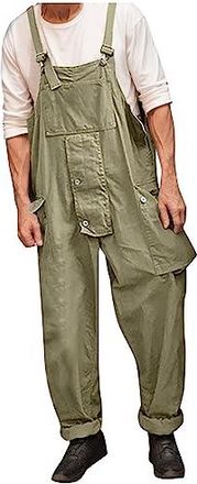 Generic Salopette d&eacute;contract&eacute;e en jean pour homme avec poches en velours, Jn, XXL