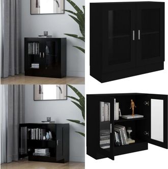 vidaXL Vidaxl - Vitrinenschrank Schwarz 82,5x30,5x80 cm Holzwerkstoff - B&uuml;cherregal - Vitrinenschrank - Regal Schwarz - Holzm&ouml;bel - Wohnzimmerm&ouml;bel - Home &