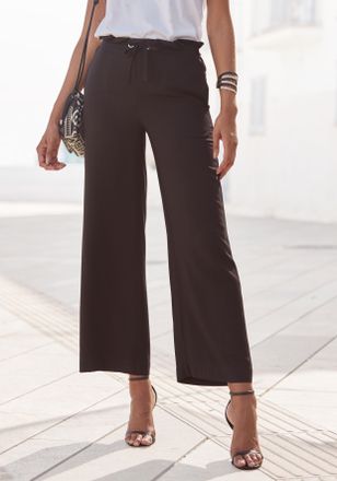 Lascana Paperbag-Hose LASCANA, Damen, Gr. 34, N-Gr, schwarz, Web, Obermaterial: 100% Viskose, unifarben, figurumspielend lang, Hosen Paperbag-Hose, mit weitem
