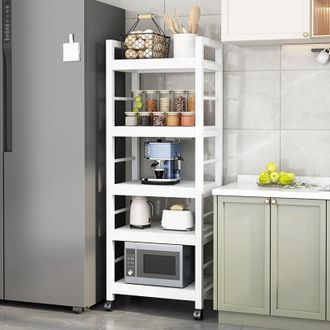 Generic 5-St&ouml;ckiges K&uuml;chenregal mit Stauraum, Verstellbarer Mikrowellenst&auml;nder mit Rollen for Wohnzimmer, Esszimmer, Arbeitszimmer, Badezimmer