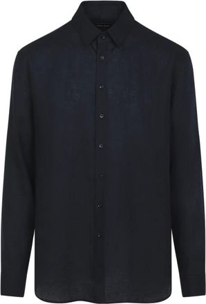 Giorgio Armani Homme, Chemises, Bleu, Taille: 2XL Chemise en lin coupe droite