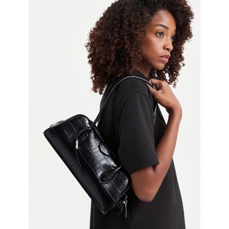 Calvin Klein Handtasche Calvin Klein Emblem Trio Croco Shoulder Bag LV04F3780G Schwarz