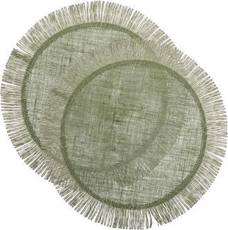 Valiclud 2stücke Teiliges Rundes Jute Tischset Mit Fransen Wärmeisolierend rutschfest Dekoratives Platzdeckchen Für Esszimmer Restaurant Und Häusliche Tischdek