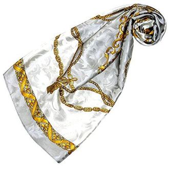 Lorenzo Cana Foulard damas de 100% soie pour la femme - écharpe damas, carré avec les mesures de 88 x 88 cm - un bijou noble pour le printemps et l´été - brillant 