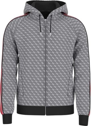 Guess Homme, Sweatshirts et sweats à capuche, Noir, Taille: 2XL Pull Noir avec Fermeture Éclair Complète