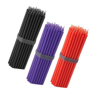 NKlaus 150x Stabkerzen Set 16 cm - Schwarz, Violett & Rot - tropffrei & ru&szlig;frei - d&uuml;nne Kerzen f&uuml;r Deko, Halloween, Events, Rituale, Tischgestaltung & Gastro