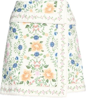 Farm Rio OFF-WHITE FOLK FLORAL MINI SKIRT