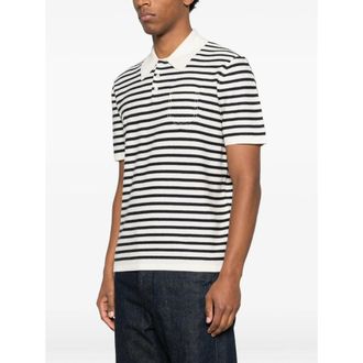 A.P.C. Striped Cashmere-Blend Polo - Navy