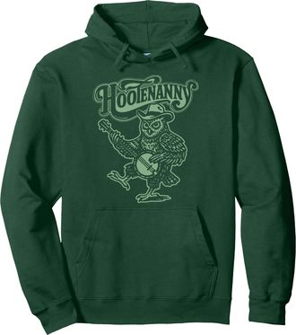 Giant Step Design Co. Hootenanny! Funny Banjo Owl Country Bluegrass Cottagecore Pullover Hoodie
