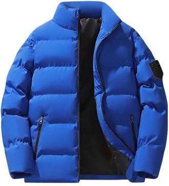 Generic Vestes dhiver matelassées pour homme - Doudoune thermique chaude en coton épais - Manteaux rembourrés - Couleur unie - Fermeture éclair - Manteau ampl