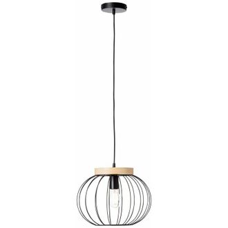 Brilliant Sorana Pendelleuchte 1flg schwarz/holzfarbend Innenleuchten,Pendelleuchten 1x A60, E27, 40W, geeignet f&uuml;r Normallampen (nicht enthalten) Holz aus