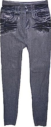 Generic Jeans Pantalon Poche Plus La Taille Longueur Femmes Fitness Leggings Denim Slim Leggins Jeans Femme Jean Femme Taille Haute Pantalon Elastique (Grey, 