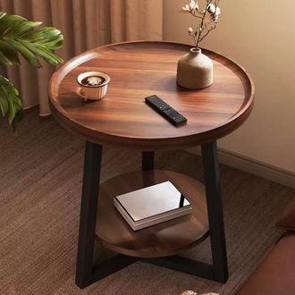 Generic Beistelltisch Holz, Kleiner Beistelltisch Mit Dreieckigem Verbindungsfu&szlig;, Beinen Aus Kohlenstoffstahl, Hohe Belastbarkeit