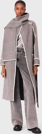 Maje Langer Doubleface-mantel - Grau/weiß - Maje