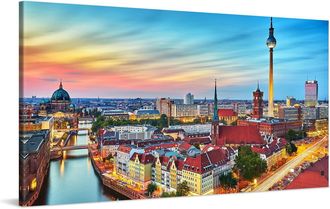 Picanova Premium Leinwanddruck - Leinwandbild Berlin Panorama 100x50cm - Kunstdruck Auf 2cm Holz-Keilrahmen Für Schlaf- Und Wohnzimmer - Kollektion Deutschland
