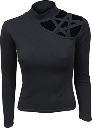 Spiral Gothic Elegance Femme T-Shirt Manches Longues Noir L 100% Coton Regular/Coupe Standard
