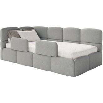 Selsey Selsey Cloudy - Kinderbett 120x200, Kopfteil links, Matratze & Bettkasten, Boucl&eacute; Grau