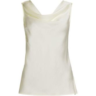 Lands End Satin-Top mit Wasserfallausschnitt, Damen, Gr&ouml;&szlig;e:44-46 regular, Wei&szlig;, Polyester, by Lands End