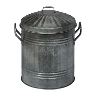 Relaxdays Ascheeimer mit Deckel, Griffen, 10 Liter, verzinktes Eisen, Aschetonne f&uuml;r Kohle & Asche, Kamin, Ofen, silber