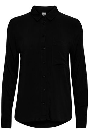 Ichi IHMAIN SH Damen Lange Bluse Langarm Basicbluse aus Reiner Viskose Nachhaltige zertifizierte EcoVero Viskose Hemdkragen Regular Fit, Gr&ouml;&szlig;e:42, Farbe:Bl