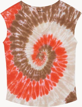 Kujten Top col V sans manche lin - T-Shirt Karol Sunny