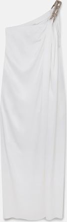 Stella McCartney Falabella Crystal Chain Double Satin One-Shoulder Gown, Woman, White, Size: 34
