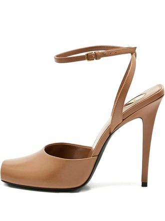 Saint Laurent escarpins en cuir &agrave; bout ouvert - Tons neutres