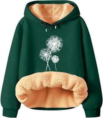 Generic Sweat à capuche en polaire pour femme - Manteau moelleux 2025 - Hiver et printemps - Pull à capuche chaud à manches longues - Imprimé uni - Pour la vi