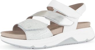 Gabor Damen Plateausandalen, Frauen Sandalen,Wechselfußbett,Sommerschuhe,Freizeitschuhe,offene Schuhe,Strandschuhe,Silber/Weiss,37.5 EU / 4.5 UK