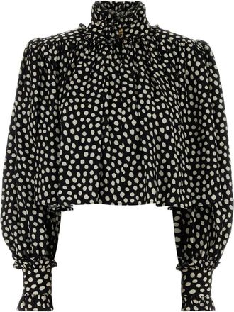 Chlo&eacute; Femme, Blouses et Chemises, Noir, Taille: 38 FR Maxi Top &agrave; col montant fronc&eacute;