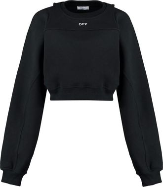 Off-white Femme, Sweatshirts et sweats &agrave; capuche, Noir, Taille: 38 FR Logo Detail Cotton SweaT-shirt