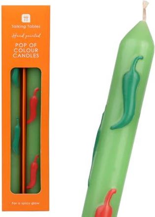 Talking Tables 2 x handbemalte 3D-Chili-Dinner-Kerzen, 25 cm, Weihnachts- oder Geburtstagsgeschenk, geruchlos, 6 Stunden Brenndauer, umweltfreundlich, Sommer-Tischde