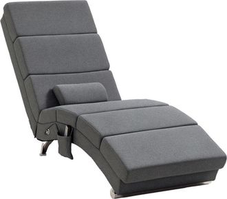 HOMCOM Homcom - Relaxliege mit 5 Massagemodi Loungesessel mit Lendenkissen, Heizfunktion, Liegesessel mit Seitentasche, Fernbedienung, Leinenoptik