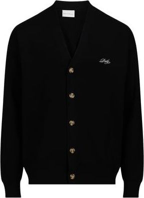 Dr&ocirc;le de Monsieur Cardigan ample col V brod&eacute; en laine m&eacute;rinos